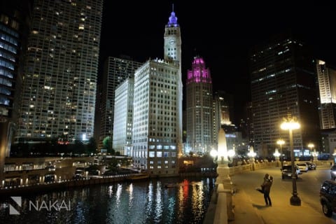 Downtown Chicago at Night! Wrigley Building, Books + Bridges!