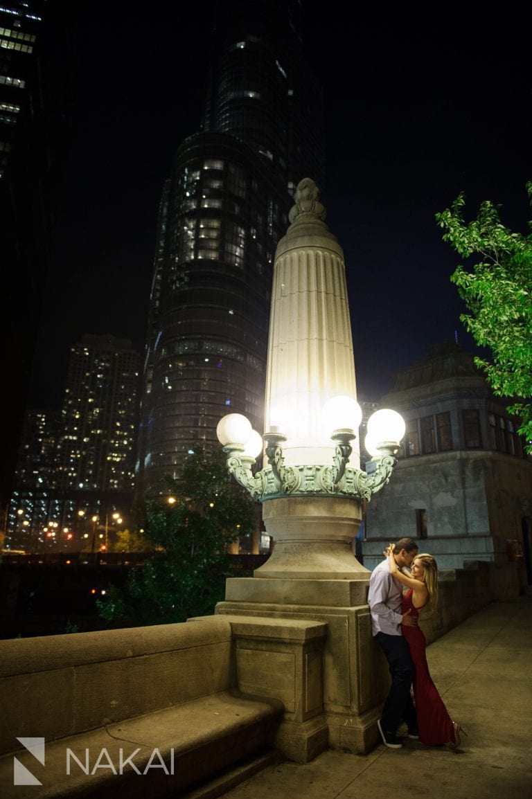 Best Chicago Engagement Photos at Night on Riverwalk!