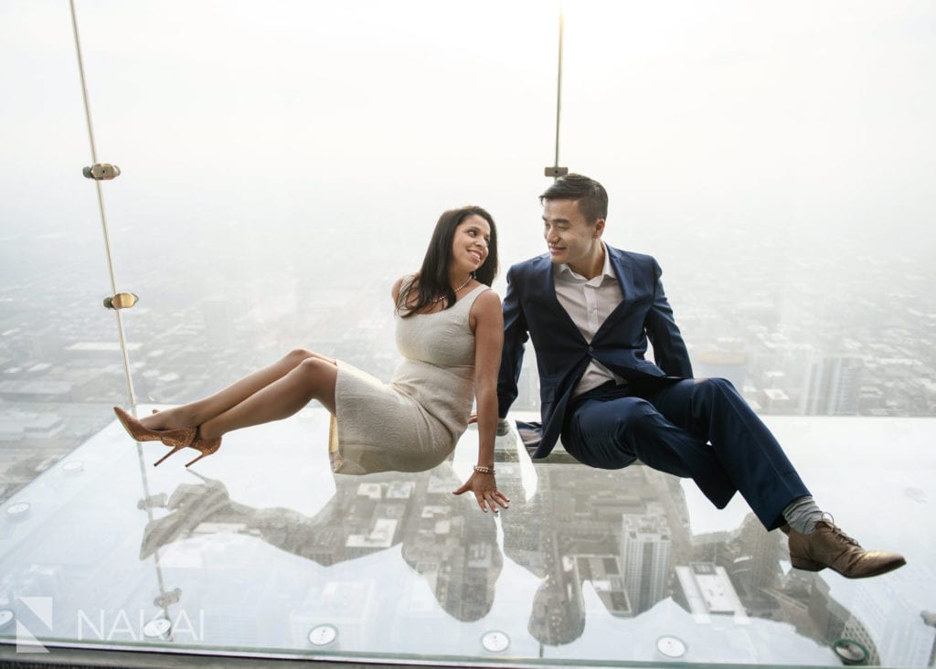 Skydeck - Willis Tower Engagement Photos - Skyline at Adler Planetarium